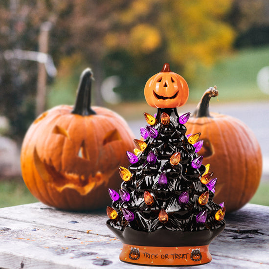 RJ Legend 9" Ceramic Tree with LED Lights and Pumpkin Head